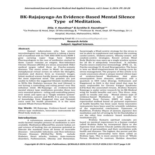 BK-Rajajayoga - An Evidence-Based Mental Silence Type of Meditation | PDF