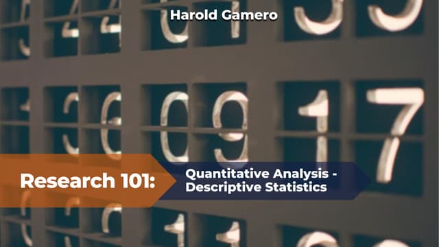 Research 101: Descriptive Quantitative Analysis | PDF Research 101: Descriptive Quantitative Analysis | PDF