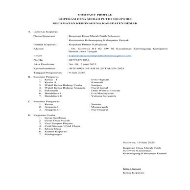 21.Contoh COMPANY PROFILE. docx koperasi merah putih | DOCX