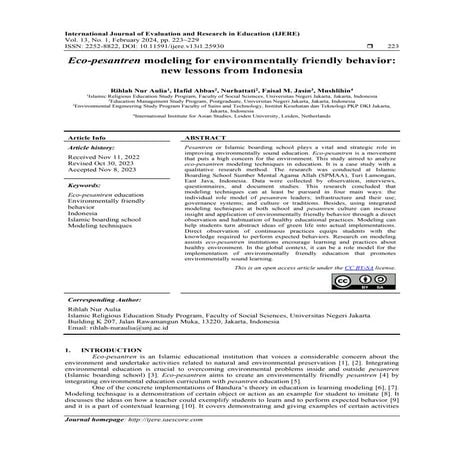 Eco-pesantren modeling for environmentally friendly behavior: new ...