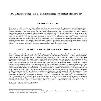 Claissifying and Diagnosing Mental Disorder | PDF