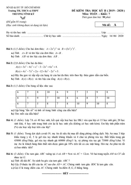 Đề Thi HK2 Toán 8 - THCS Nguyễn Văn Bá | PDF