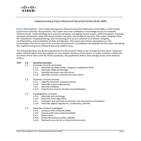 Implementing Cisco Network Security Exam 210 260 Pdf