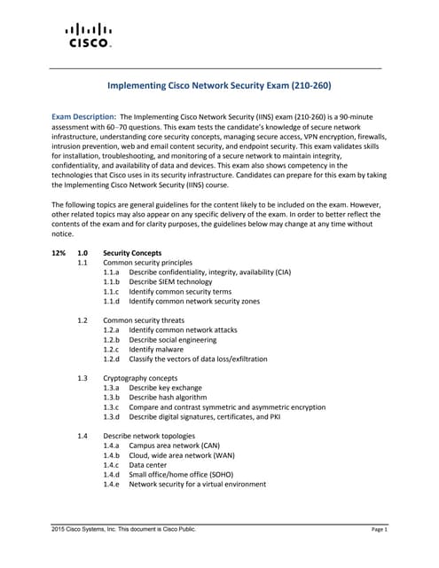 Implementing Cisco Network Security Exam 210 260 Pdf