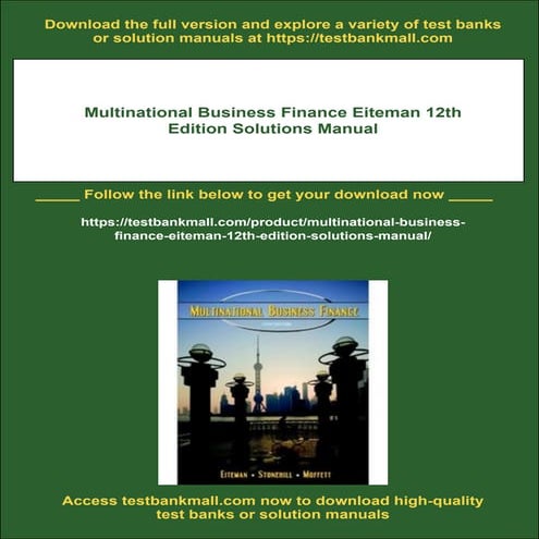 Multinational Business Finance Eiteman 12th Edition Solutions Manual | PDF