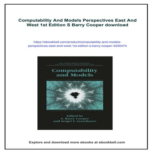 Computability And Models Perspectives East And West 1st Edition S Barry ...