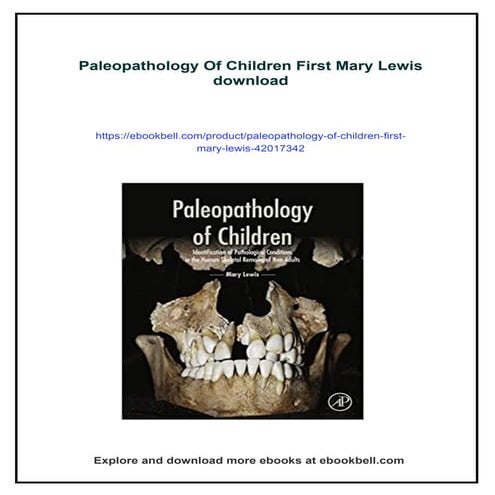 Paleopathology Of Children First Mary Lewis | PDF