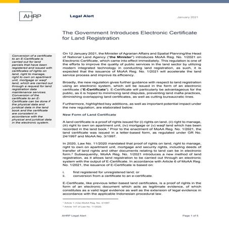 The Government Introduces Electronic Certificate for Land Registration ...