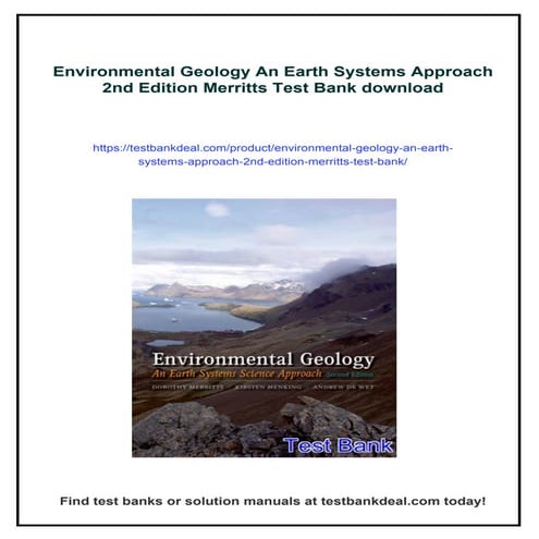 Environmental Geology An Earth Systems Approach 2nd Edition Merritts ...