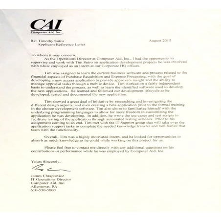 CAI Reference letter | PDF