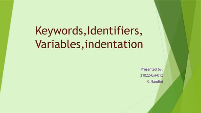 Lesson 02 python keywords and identifiers | PDF | Programming Languages | Computing