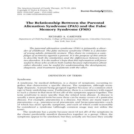 Parental Alienation Syndrome - Understanding and Treatment | PDF