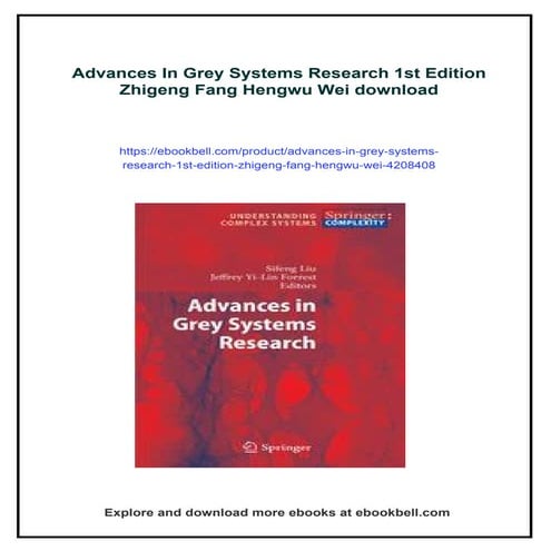 Advances In Grey Systems Research 1st Edition Zhigeng Fang Hengwu Wei | PDF