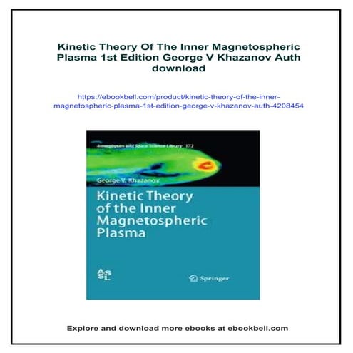 Kinetic Theory Of The Inner Magnetospheric Plasma 1st Edition George V ...