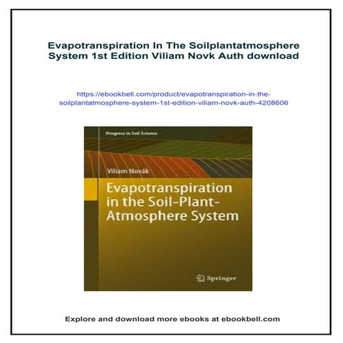 Evapotranspiration In The Soilplantatmosphere System 1st Edition Viliam ...