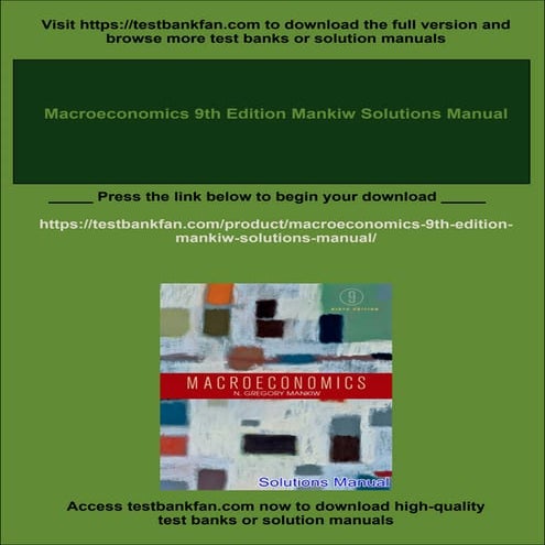 Macroeconomics 9th Edition Mankiw Solutions Manual | PDF