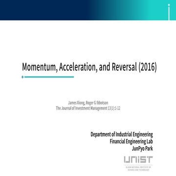 210708 - Momentum, Acceleration, and Reversal 발표자료 | PPT
