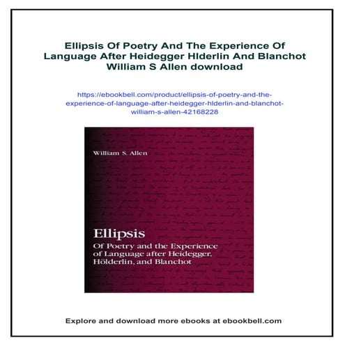 Ellipsis Of Poetry And The Experience Of Language After Heidegger ...