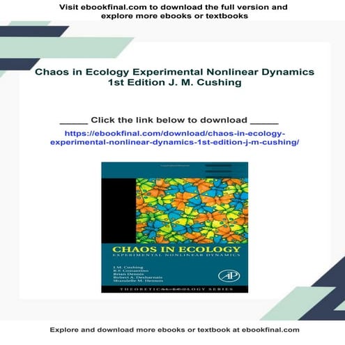 Chaos in Ecology Experimental Nonlinear Dynamics 1st Edition J. M. Cushing | PDF