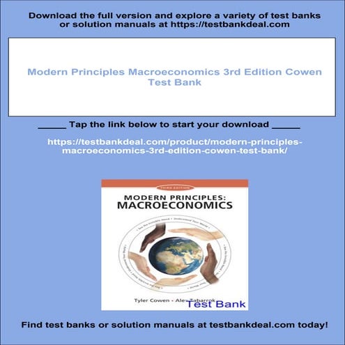 Modern Principles Macroeconomics 3rd Edition Cowen Test Bank | PDF