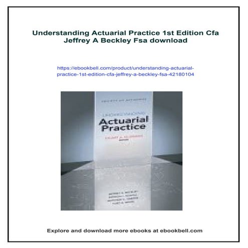 Understanding Actuarial Practice 1st Edition Cfa Jeffrey A Beckley Fsa | PDF