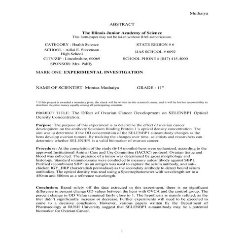 science fair paper (1) | DOC | Cancer | Diseases and Conditions