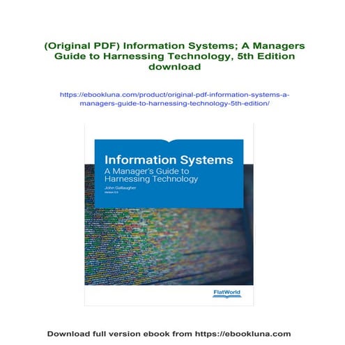 (Original PDF) Information Systems; A Managers Guide to Harnessing Technology, 5th Edition | PDF