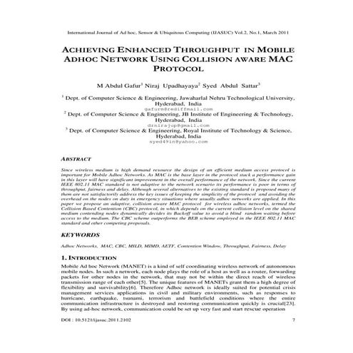 Achieving Enhanced Throughput In Mobile Adhoc Network Using Collision Aware Mac Protocol Pdf