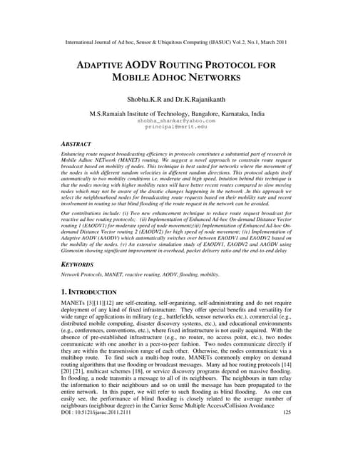 Adaptive Aodv Routing Protocol For Mobile Adhoc Networks Pdf