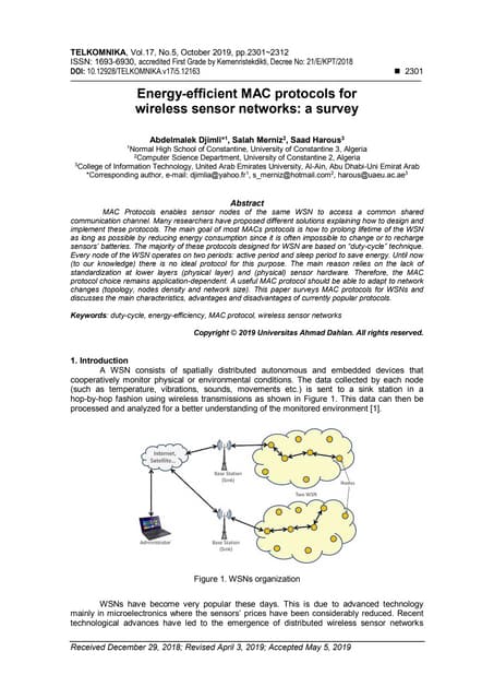 Energy Efficient Mac Protocols For Wireless Sensor Networks A Survey Pdf