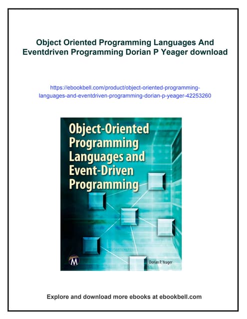 Object Oriented Programming Languages And Eventdriven Programming Dorian P Yeager Pdf