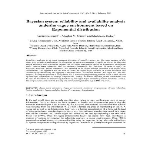 Bayesian system reliability and availability analysis underthe vague environment based on ...