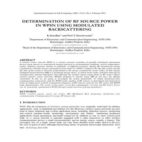 Determination of RF Source Power in WPSN Using Modulated Backscattering ...