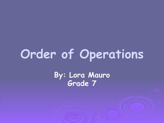 Order of Operations (MDAS Rules) Math 4 | PPTX