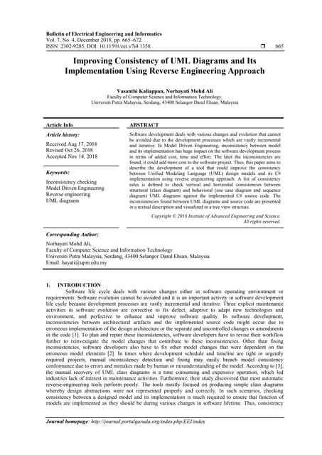 Improving Consistency Of Uml Diagrams And Its Implementation Using Reverse Engineering Approach