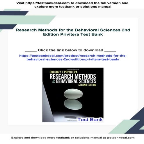 Research Methods for the Behavioral Sciences 2nd Edition Privitera Test ...