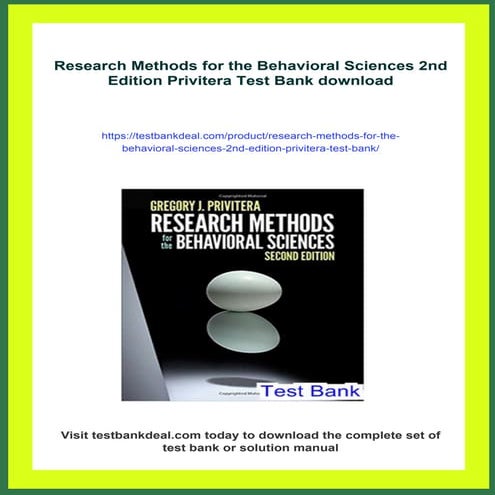 Research Methods for the Behavioral Sciences 2nd Edition Privitera Test ...