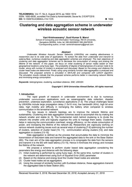 Clustering And Data Aggregation Scheme In Underwater Wireless Acoustic Sensor Network Pdf