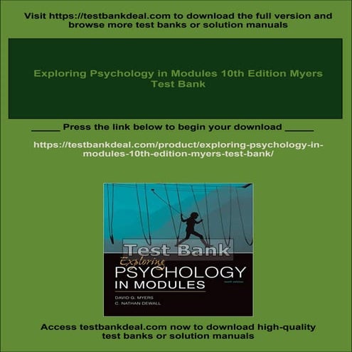 Exploring Psychology in Modules 10th Edition Myers Test Bank | PDF