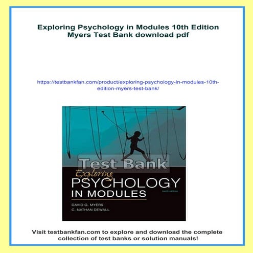 Exploring Psychology in Modules 10th Edition Myers Test Bank | PDF