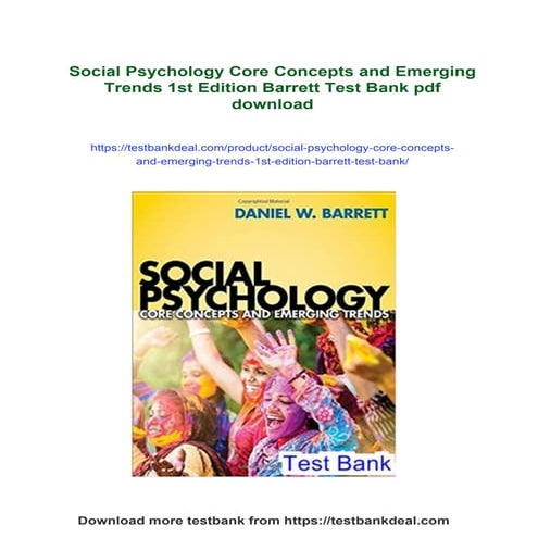Social Psychology Core Concepts and Emerging Trends 1st Edition Barrett ...