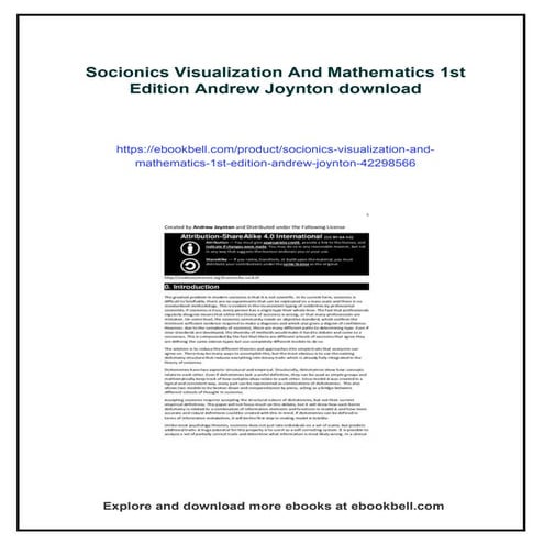 Socionics Visualization And Mathematics 1st Edition Andrew Joynton | PDF
