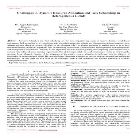 Challenges In Dynamic Resource Allocation And Task Scheduling In