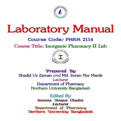 Inorganic Pharmacy -II Lab MANIK | PDF