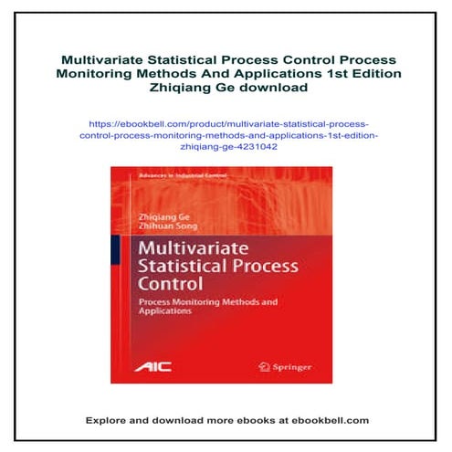 Multivariate Statistical Process Control Process Monitoring Methods And Applications 1st Edition ...