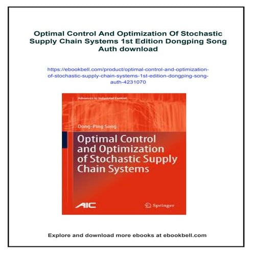 Optimal Control And Optimization Of Stochastic Supply Chain Systems 1st ...