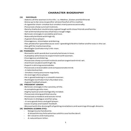 CHARACTER BIOGRAPHY | DOCX | Dating | Family and Relationships
