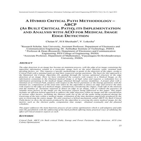 A Hybrid Critical Path Methodology - ABCP (As Built Critical Path); its Implementation and ...