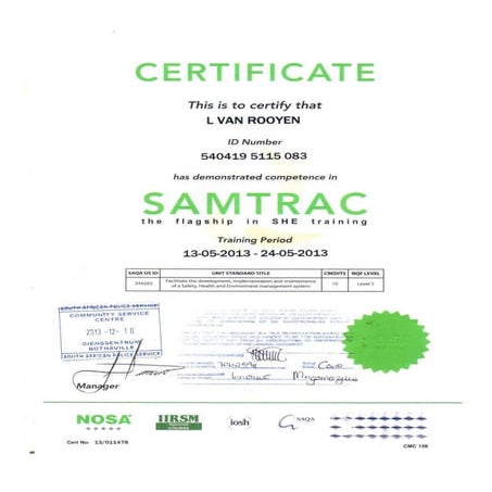 SERTIFIKAAT samtrac | PDF