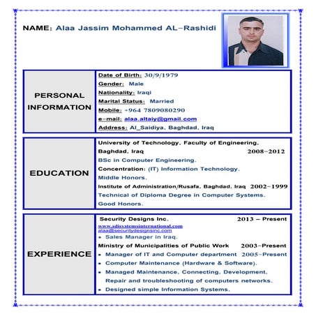 cv Alaa Jassim Mohammed AL-Rashidi | PDF | Programming Languages | Computing